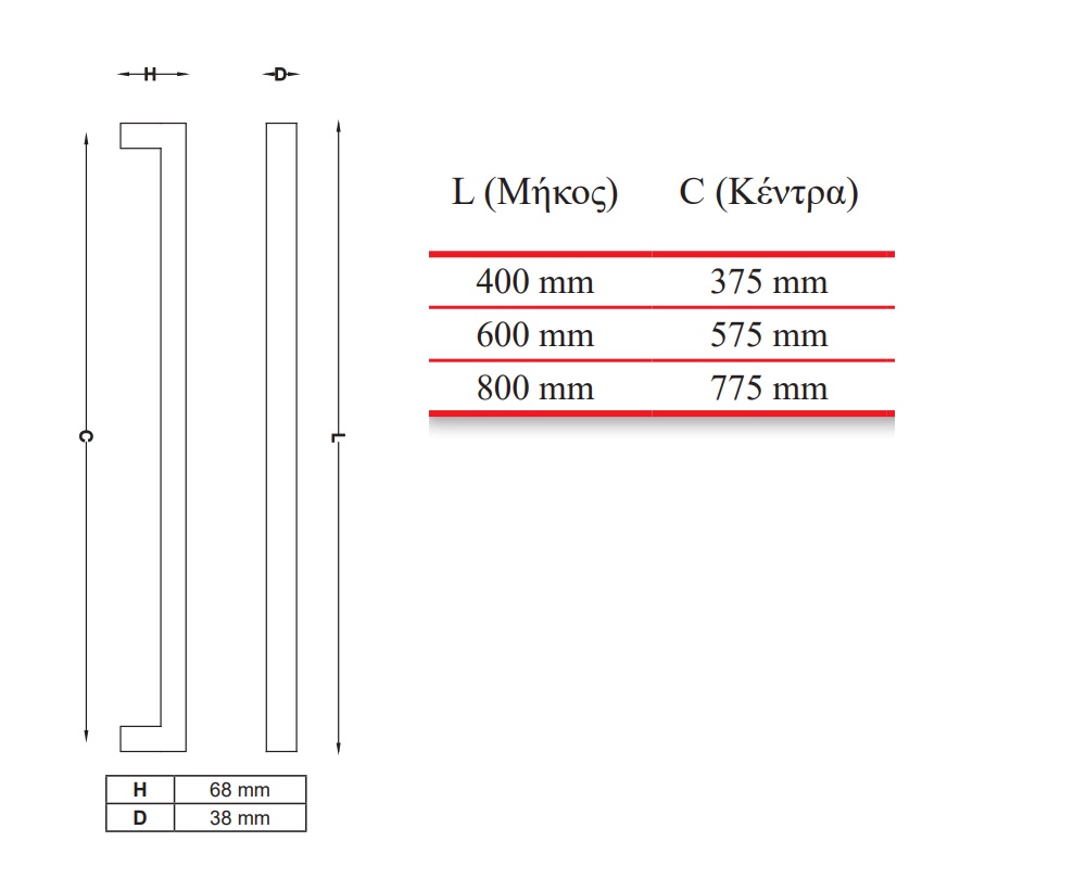 Πόμολα Εξώθυρας: Ανοξείδωτες Λαβές Εξώπορτας 38x25 Σειρά 816 Νίκελ Ματ ...
